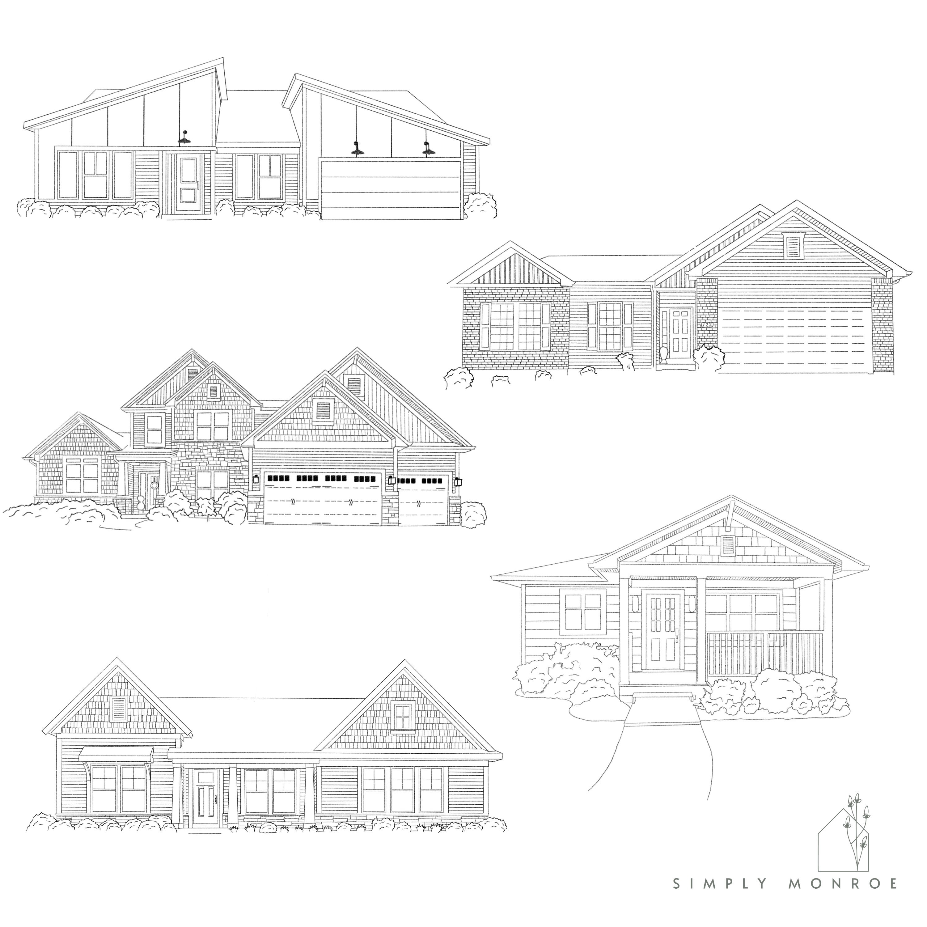 Custom House Sketch, Custom House Illustration, Minimalist House ...