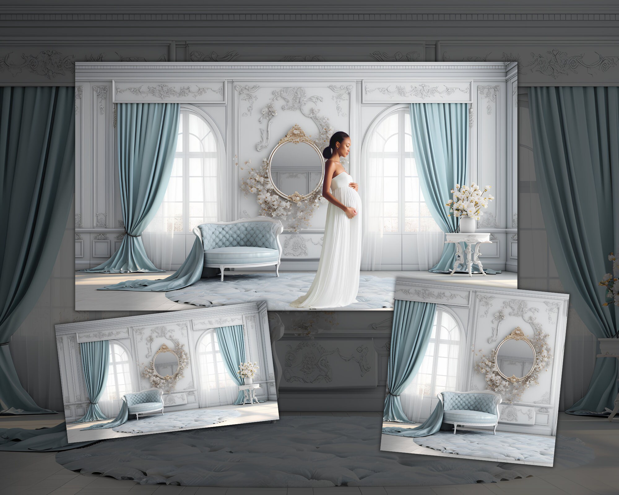 5 Baby Boy Blue Backdrops| Use in Instagram & Wall Art| Expecting ...