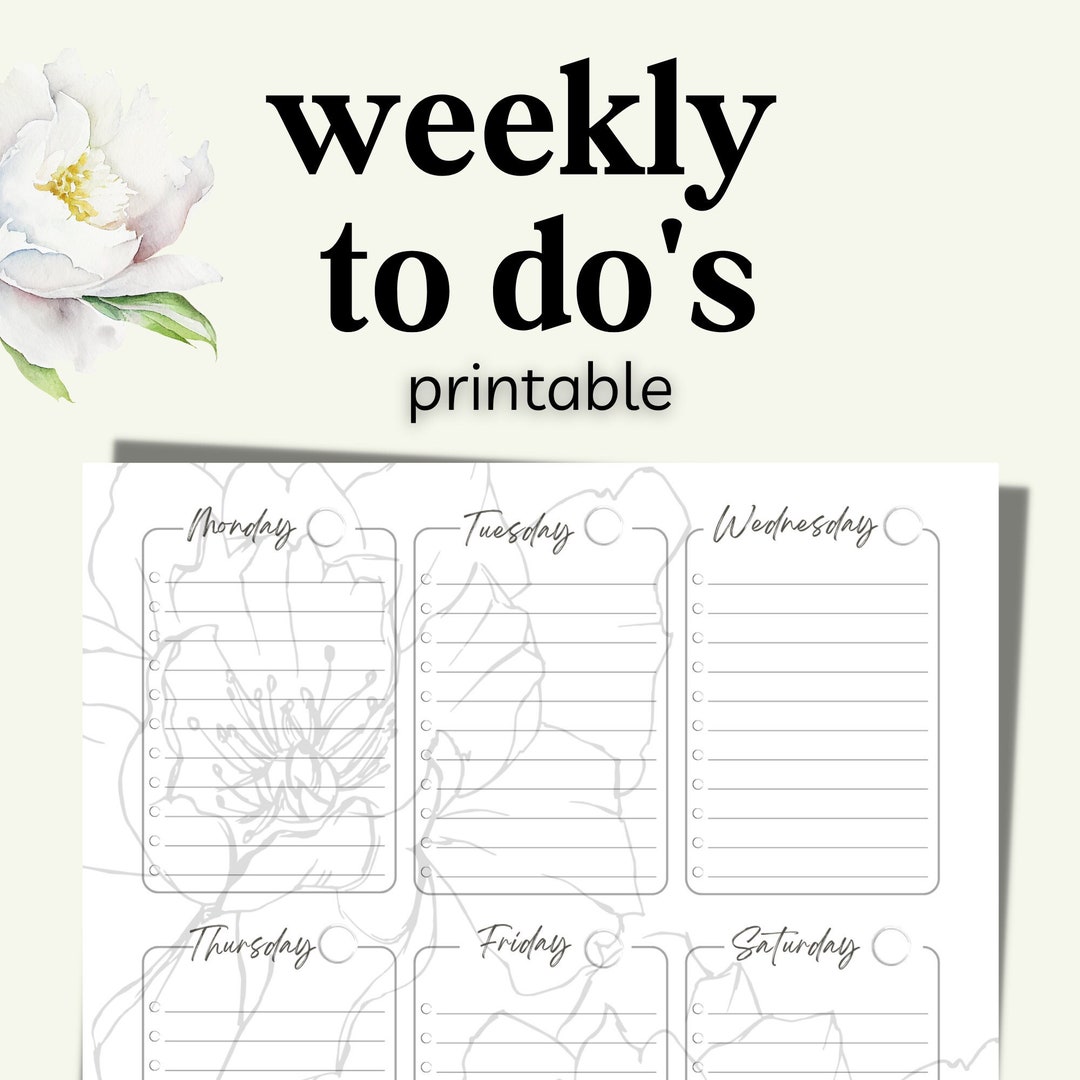 Weekly to Do List Printable Planner, Weekly Schedule, Weekly Checklist ...