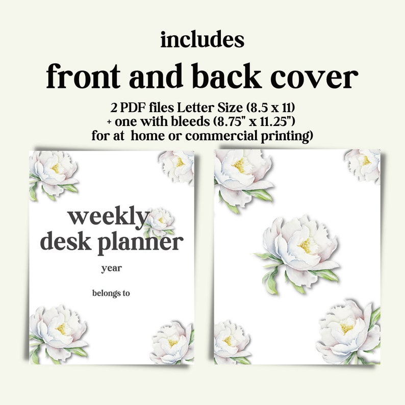 Printable Weekly Planner, Desk Planner 2024, Custom Agenda, Floral ...