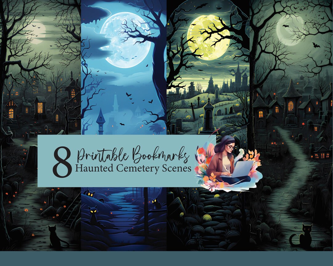 Spooky Cemeteries Printable Bookmarks for Halloween - Etsy