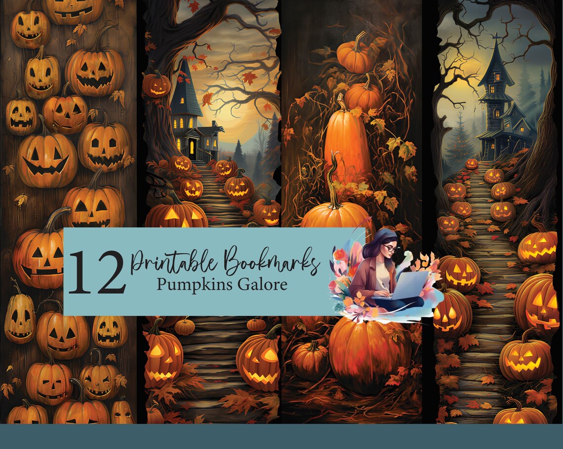 Pumpkins Galore Printable Bookmarks for Halloween - Etsy