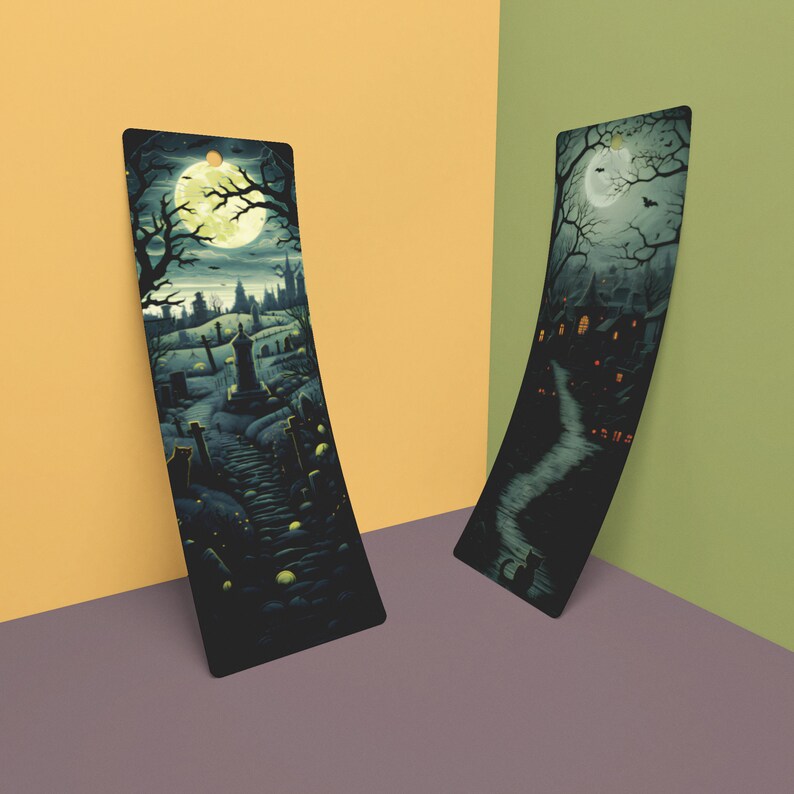 Spooky Cemeteries Printable Bookmarks for Halloween - Etsy