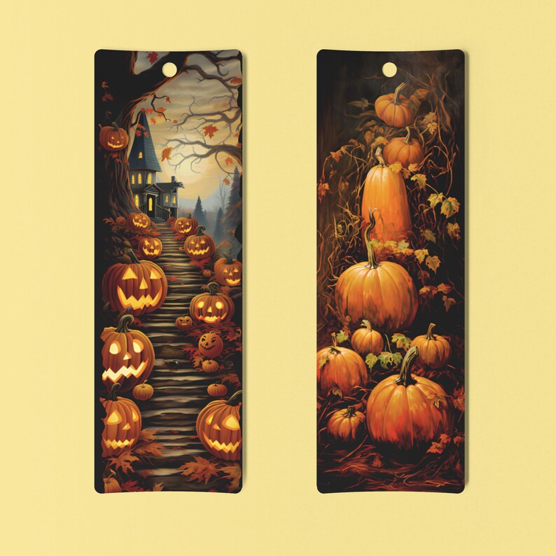 Pumpkins Galore Printable Bookmarks for Halloween - Etsy