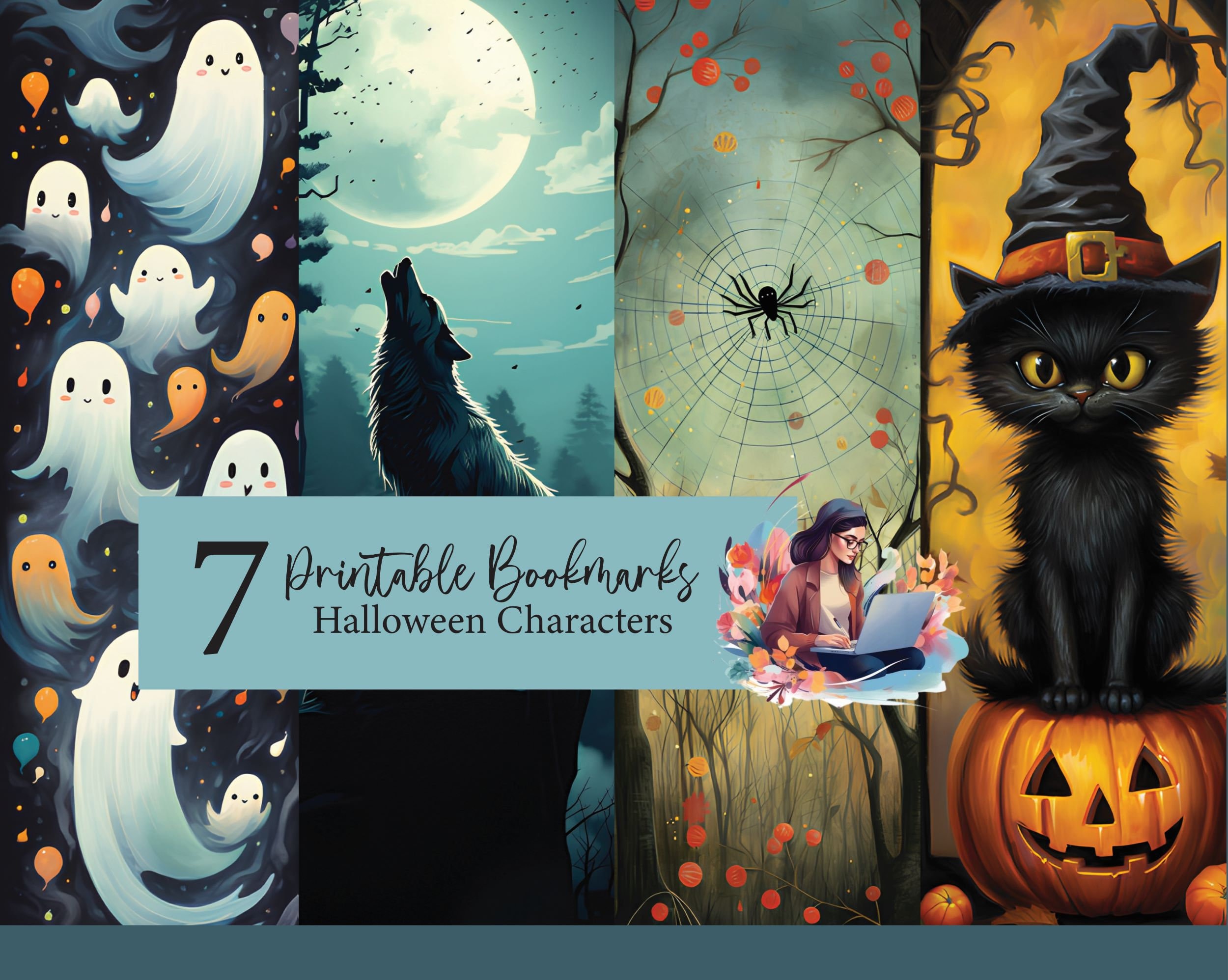 Halloween Characters Printable Bookmarks for Halloween - Etsy
