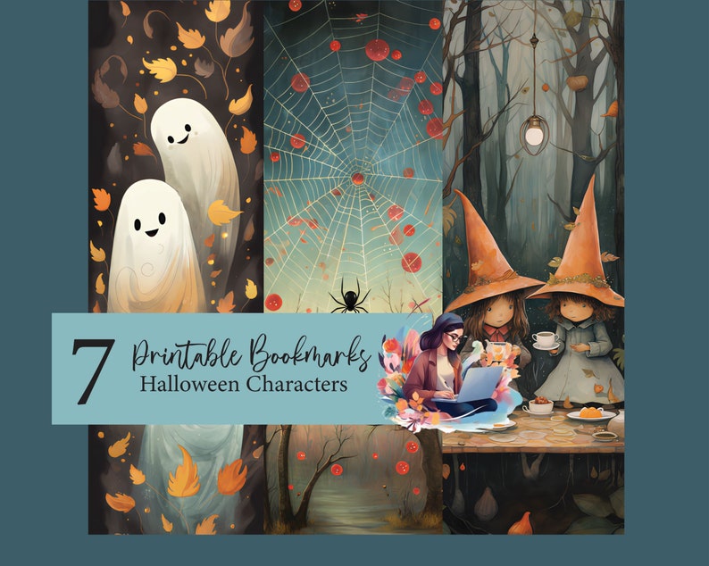 Halloween Characters Printable Bookmarks for Halloween - Etsy