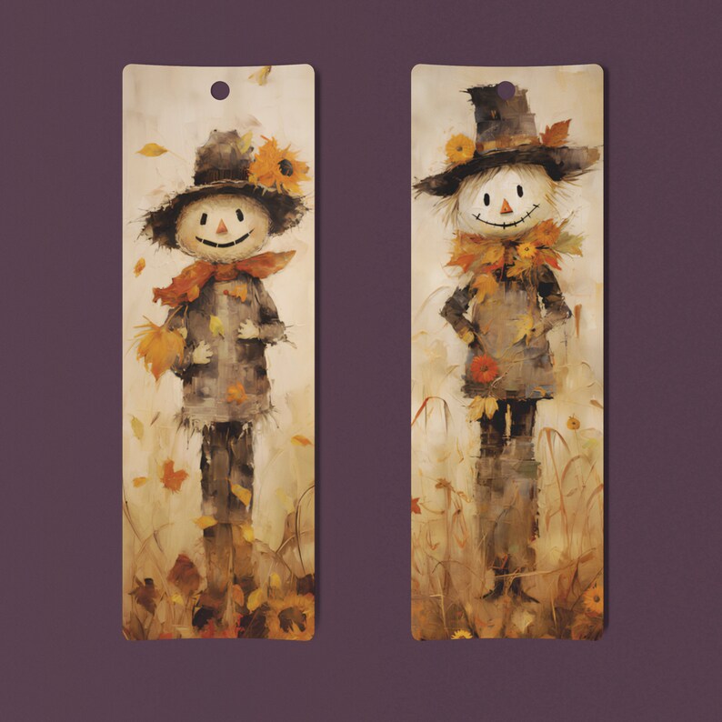 Cute Scarecrows Printable Bookmarks for Halloween Bookmarks for Fall - Etsy