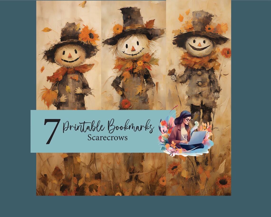 Cute Scarecrows Printable Bookmarks for Halloween Bookmarks for Fall - Etsy