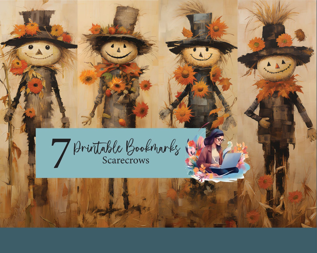 Cute Scarecrows Printable Bookmarks for Halloween Bookmarks for Fall - Etsy