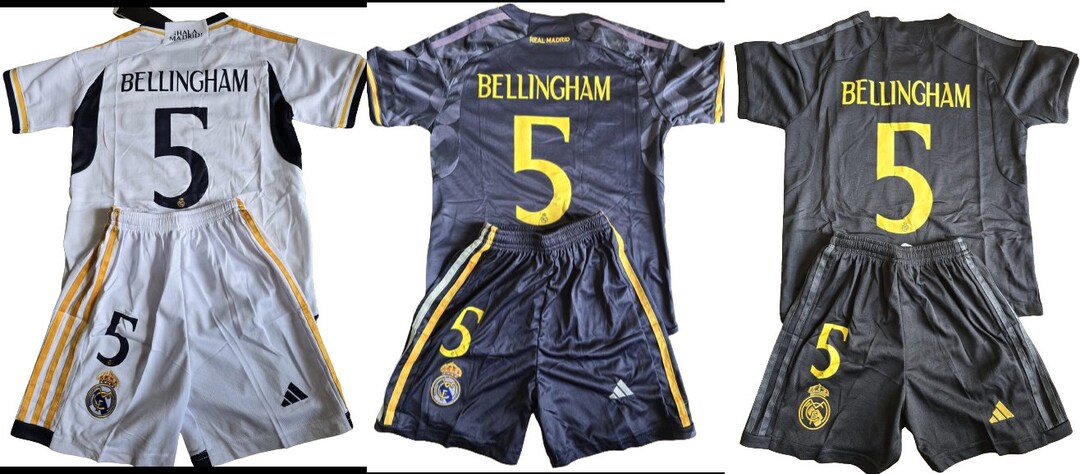 Jude Bellingham 5 Real Madrid 23/24 Home and Away and 3rd Kit Jersey ...