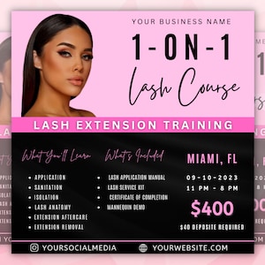 1 on 1 Lash Class Flyer, DIY Lash Training Masterclass Course Template ...