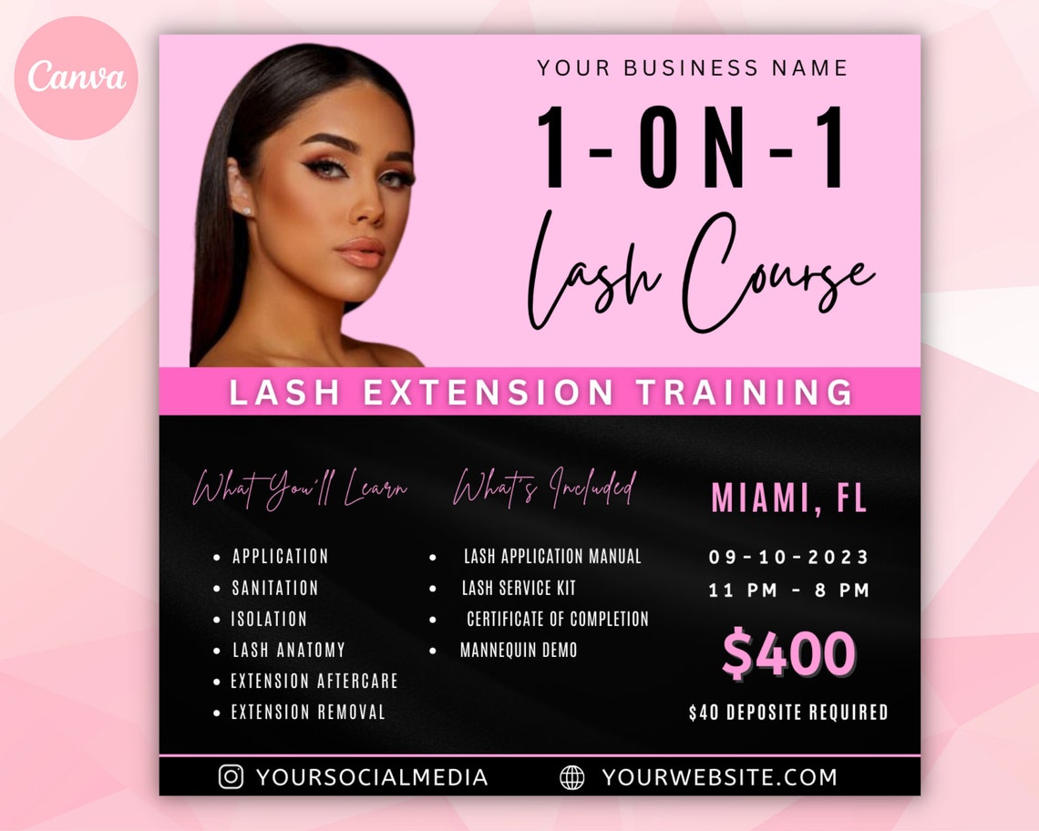 1 on 1 Lash Class Flyer, DIY Lash Training Masterclass Course Template ...