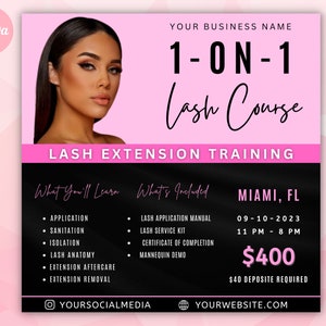 1 on 1 Lash Class Flyer, DIY Lash Training Masterclass Course Template ...