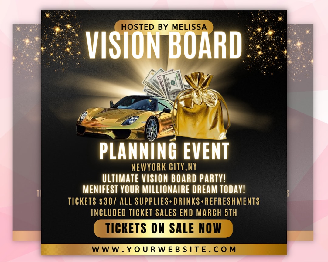 Vision Board Party Flyer, Vision Flyer, Manifesting Event Flyer, Board ...