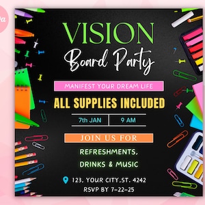 Vision Board Party Flyer, Vision Flyer, Manifesting Event Flyer, Board ...
