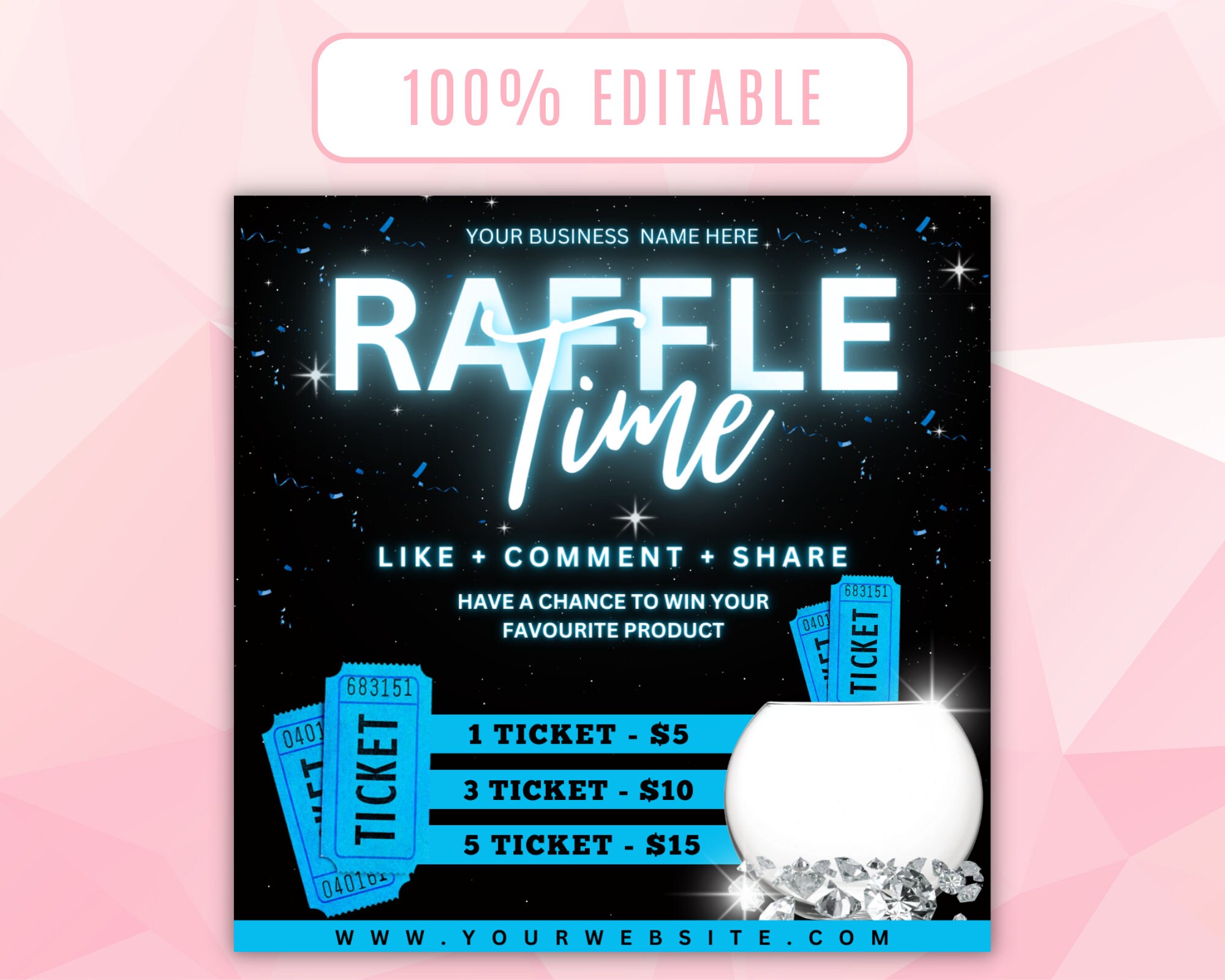 Raffle Flyer, Raffle Ticket Flyer, Giveaway Flyer, Hair Raffle Flyer ...