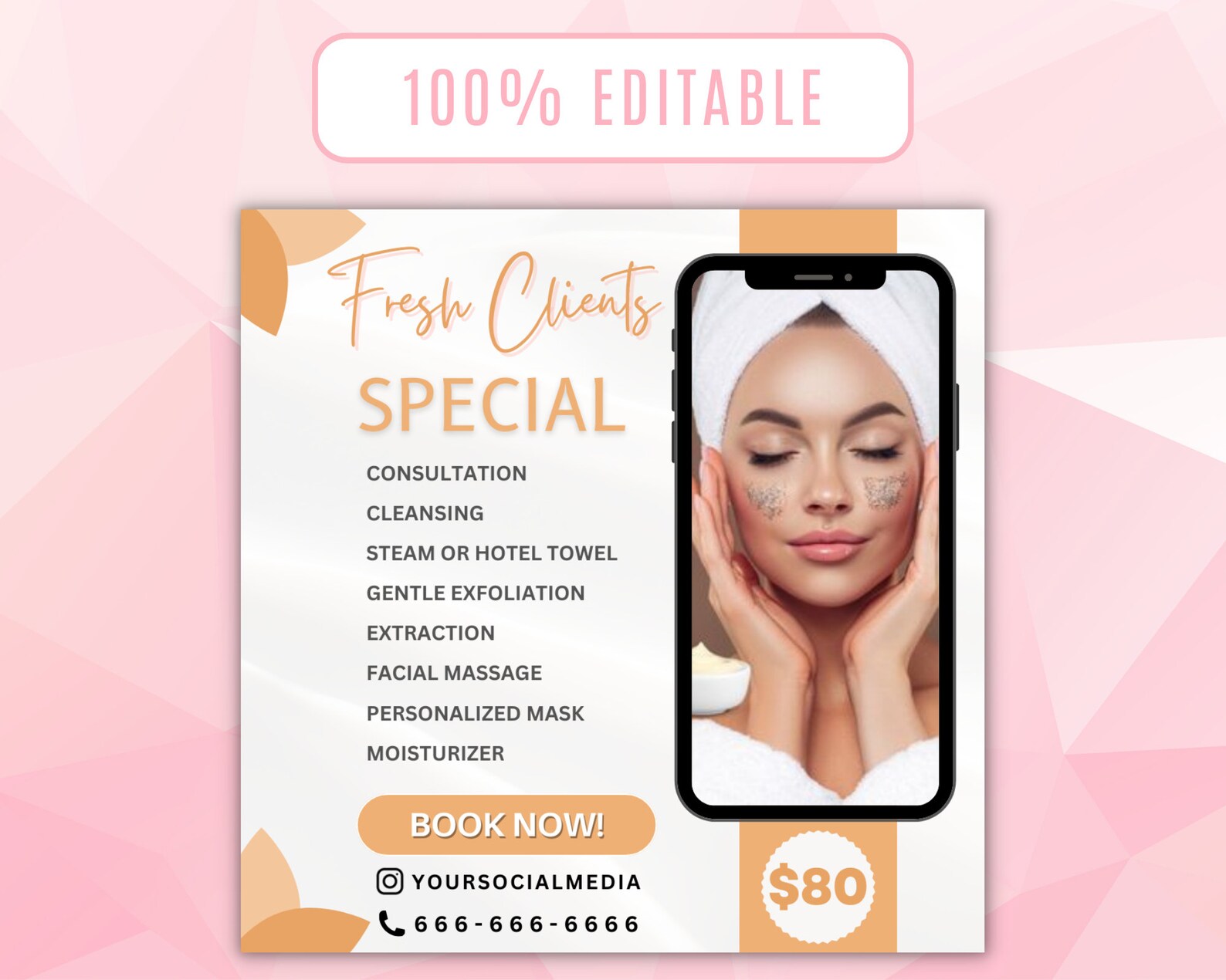 Facial Specials Flyer, Facial Flyer, Facial Treatment Flyer, Fresh ...