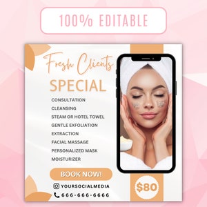 Facial Specials Flyer, Facial Flyer, Facial Treatment Flyer, Fresh ...