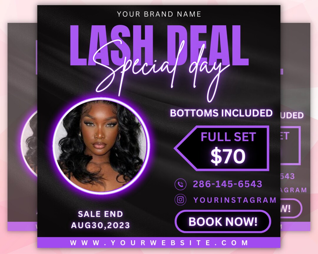Lash Deal Flyer, Lash Special Flyer, Esthetician Lash Tech Flyer ...