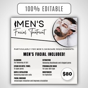 Men's Facial Specials Flyer, Facial Flyer, Facial Treatment Flyer ...