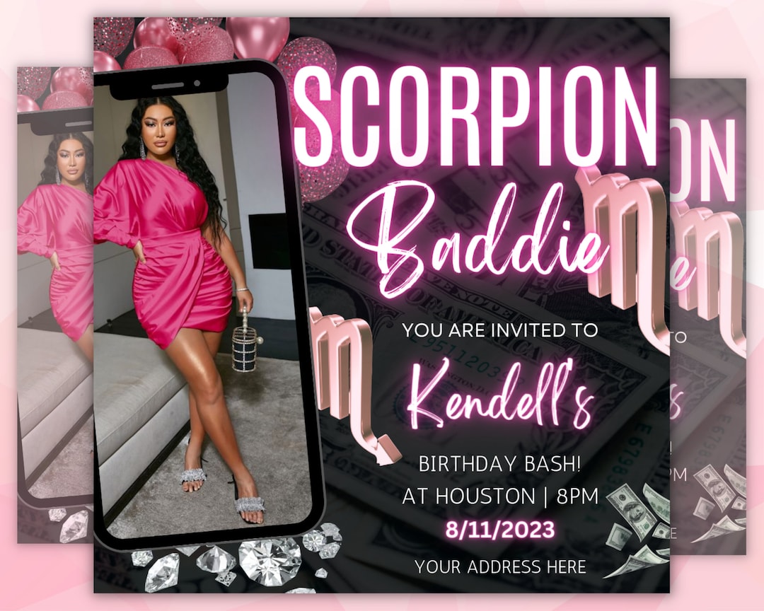 Scorpion Birthday Flyer, Birthday Girl Flyer, Birthday Party, Scorpio ...