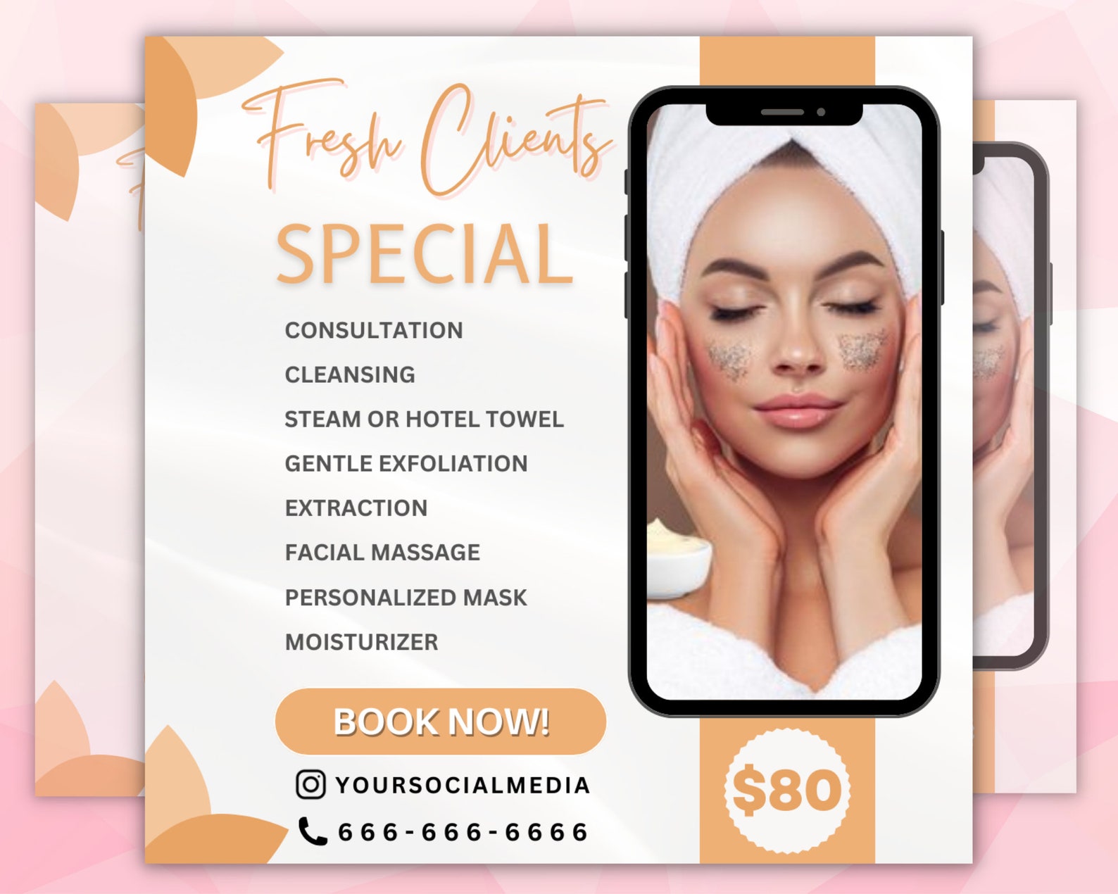 Facial Specials Flyer, Facial Flyer, Facial Treatment Flyer, Fresh ...