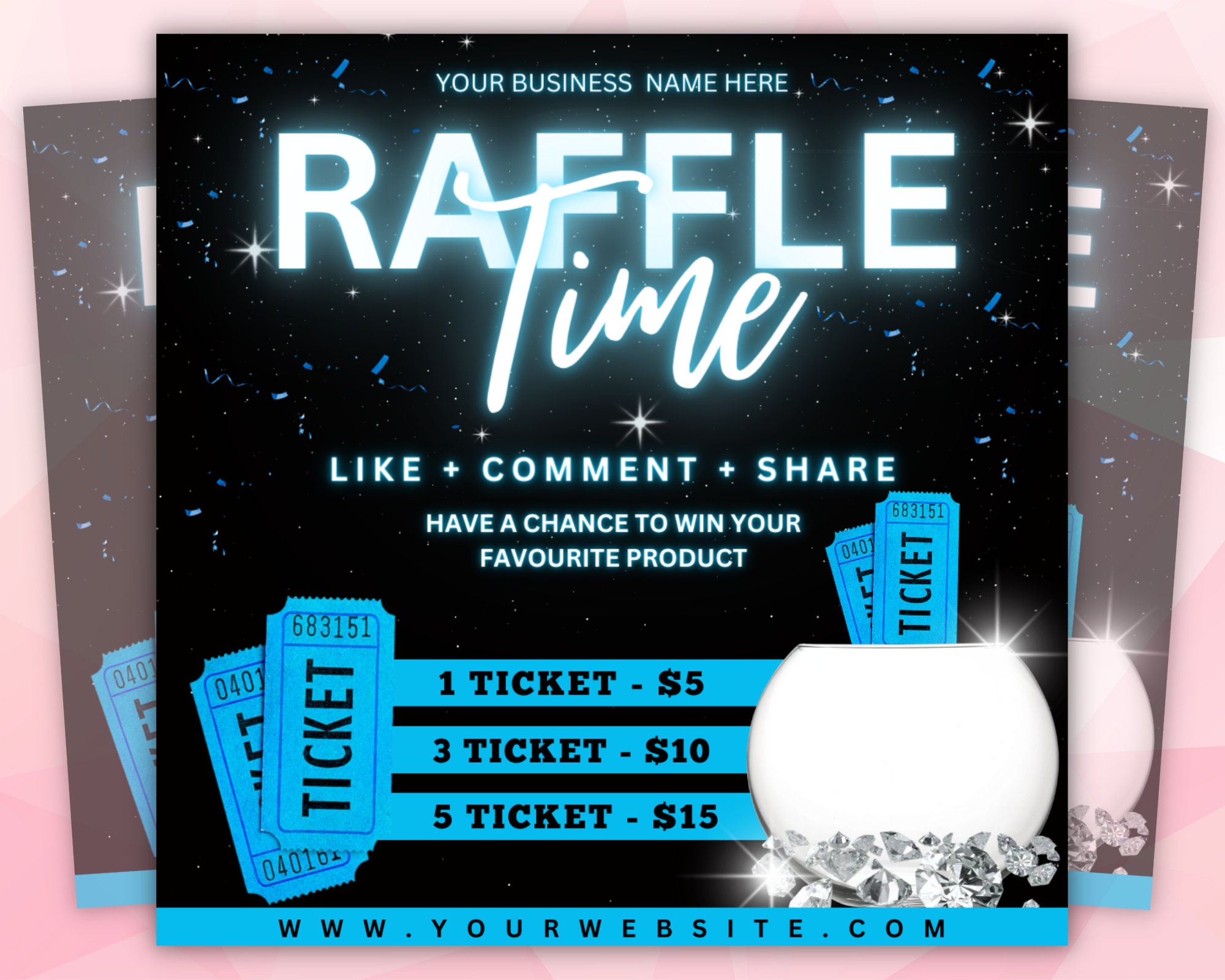 Raffle Flyer, Raffle Ticket Flyer, Giveaway Flyer, Hair Raffle Flyer ...