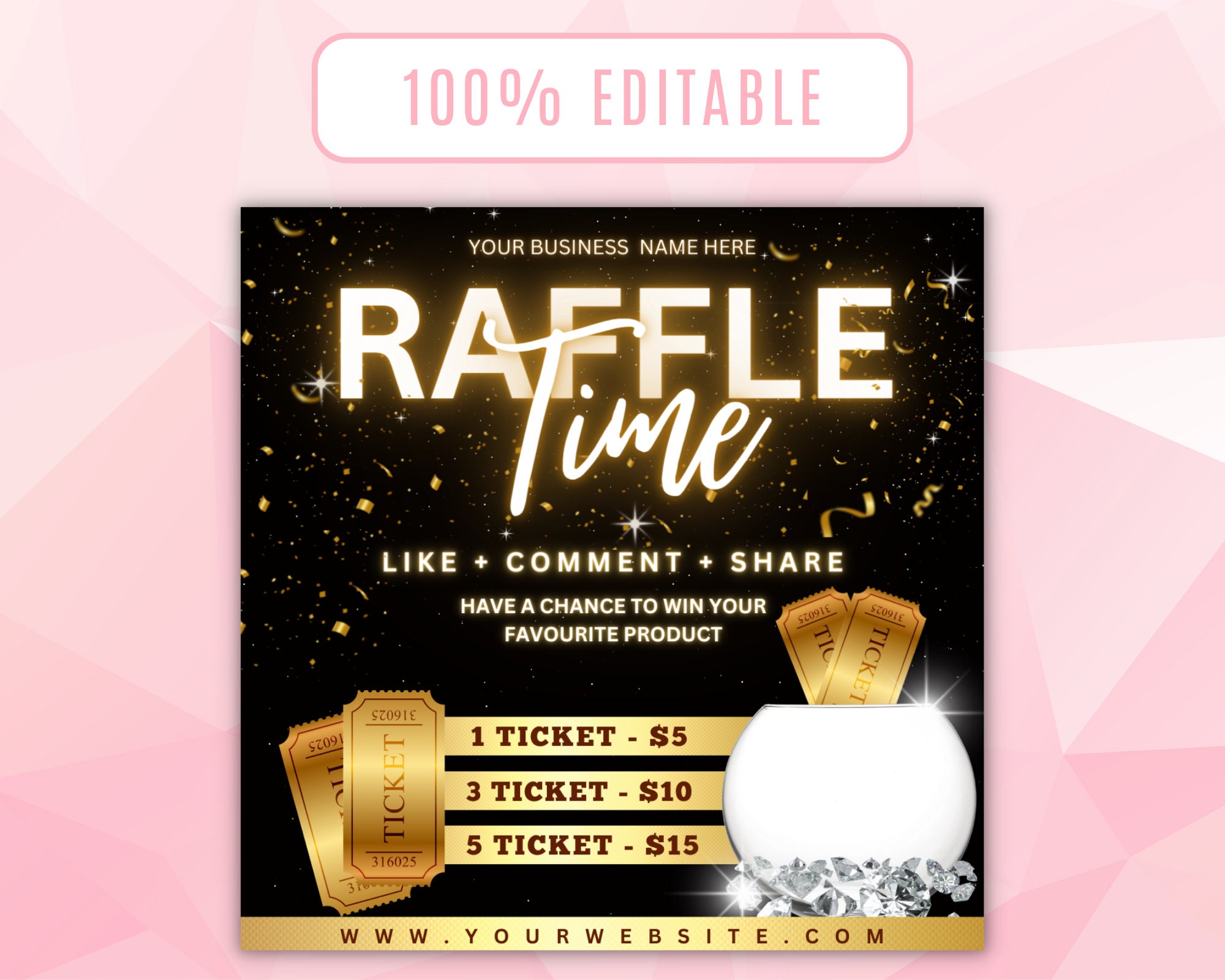 Raffle Flyer, Raffle Ticket Flyer, Giveaway Flyer, Hair Raffle Flyer ...