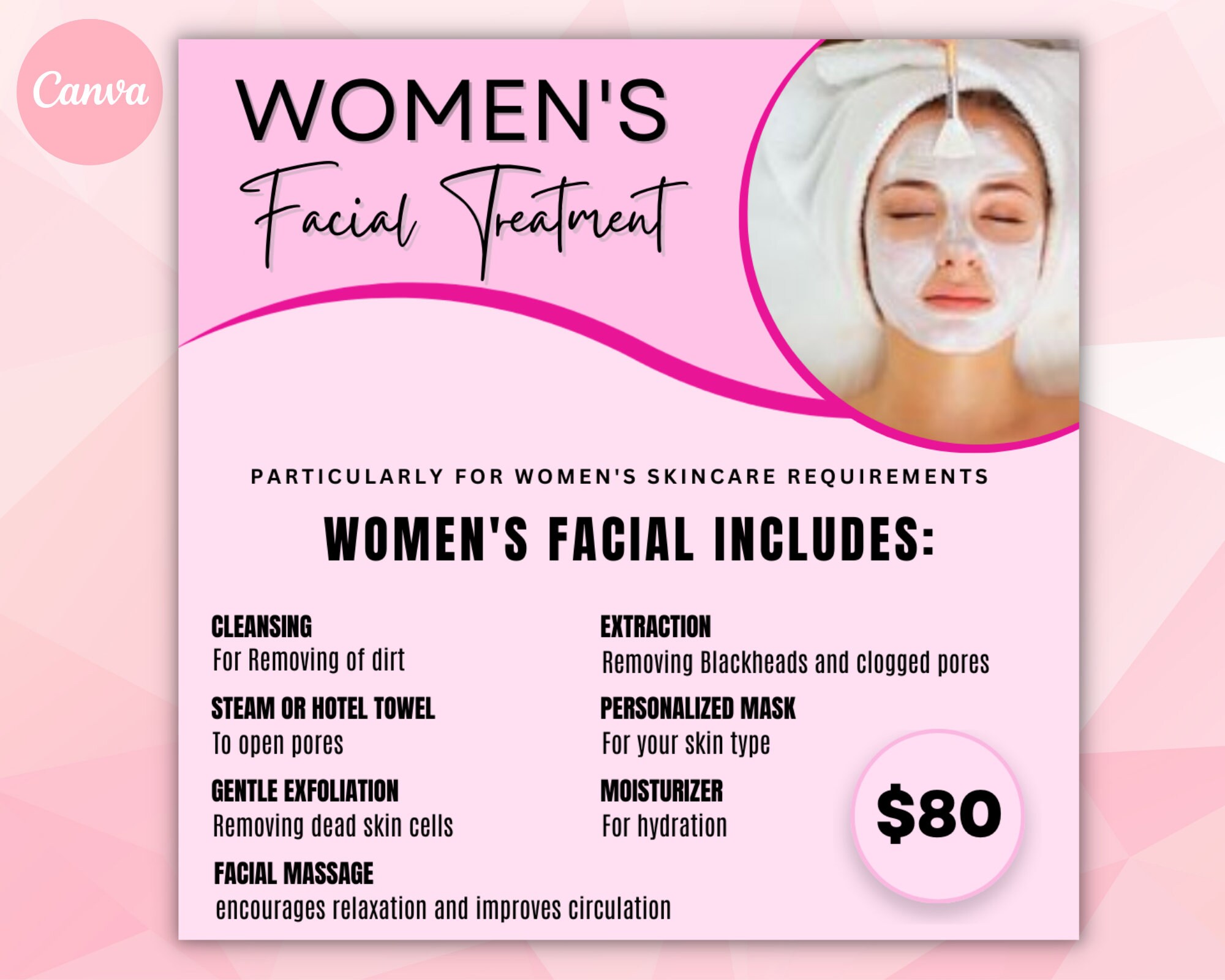 Women's Facial Specials Flyer, Facial Flyer, Facial Treatment Flyer ...