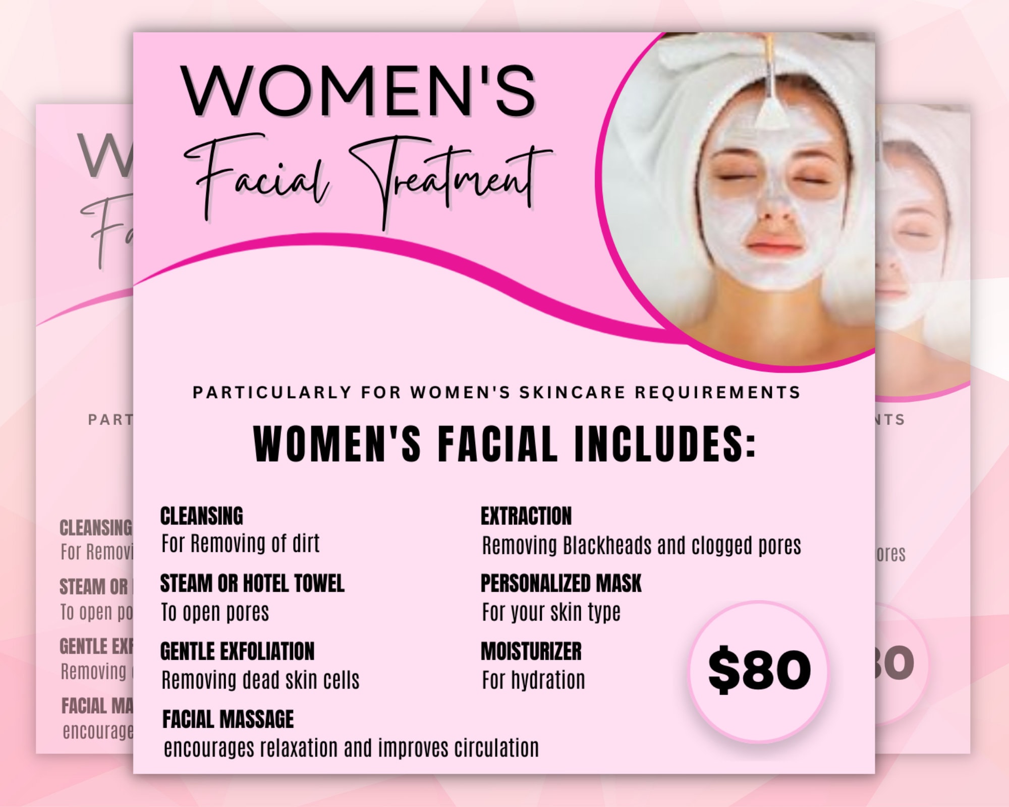 Women's Facial Specials Flyer, Facial Flyer, Facial Treatment Flyer ...