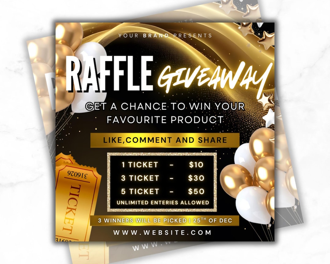 Editable Raffle Flyer Template, Raffle Time, Ticket, Social Media ...