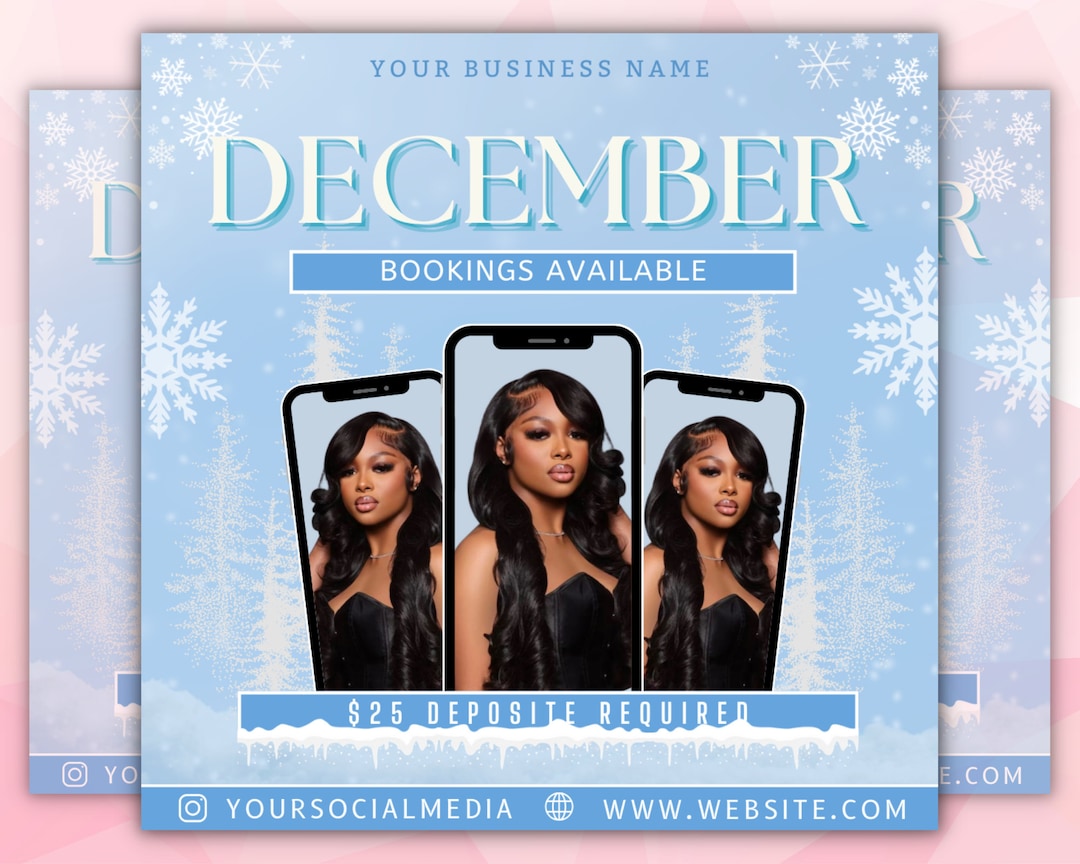 December Bookings Flyer, Christmas Bookings Flyer, Holiday Bookings ...