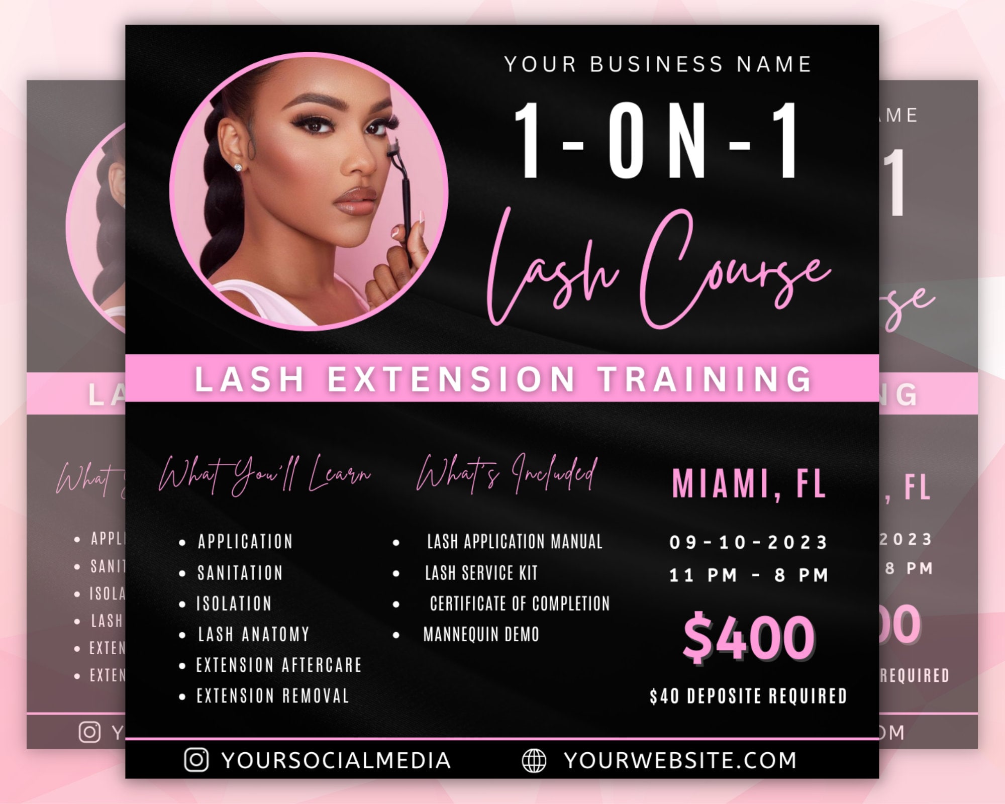 1 on 1 Lash Class Flyer, DIY Lash Training Masterclass Course Template ...