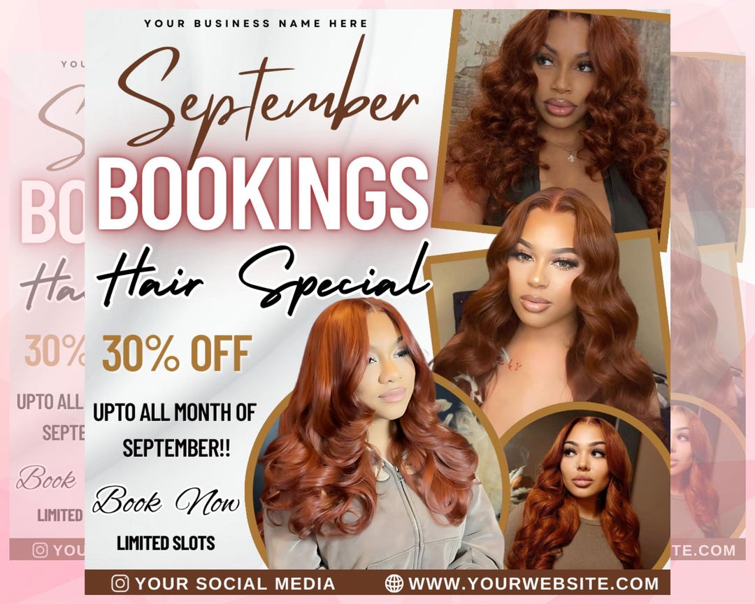 September Booking Flyer, September Hair Flyer, September Flyer, Fall ...
