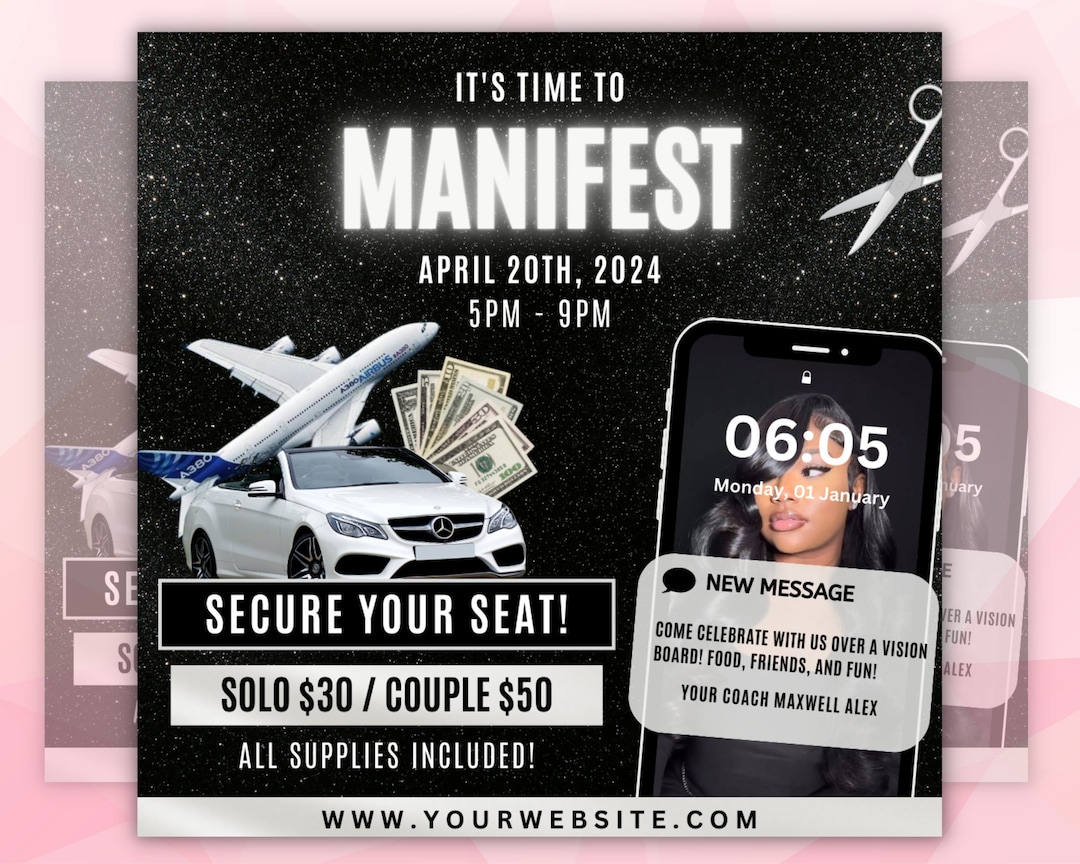Vision Board Party Flyer, Vision Flyer, Manifesting Event Flyer, Board ...