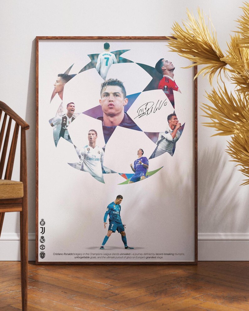 Cristiano Ronaldo Poster, CR7 Champions League Icon, Minimalist ...