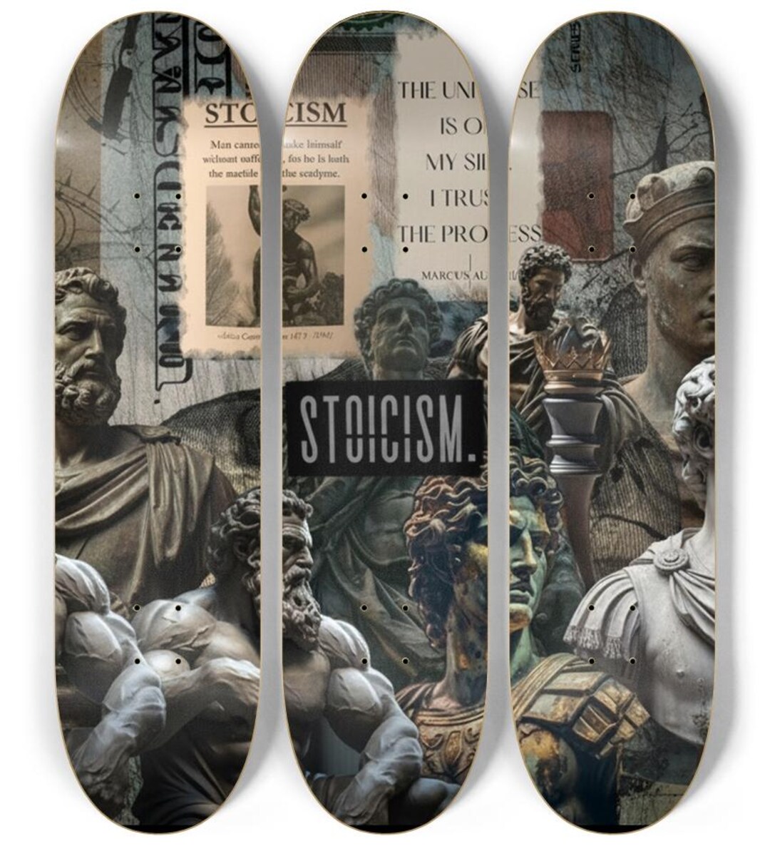 STOIC - Skateboard Wall Art - 3 Set Decks Skateboard Art - Pro ...