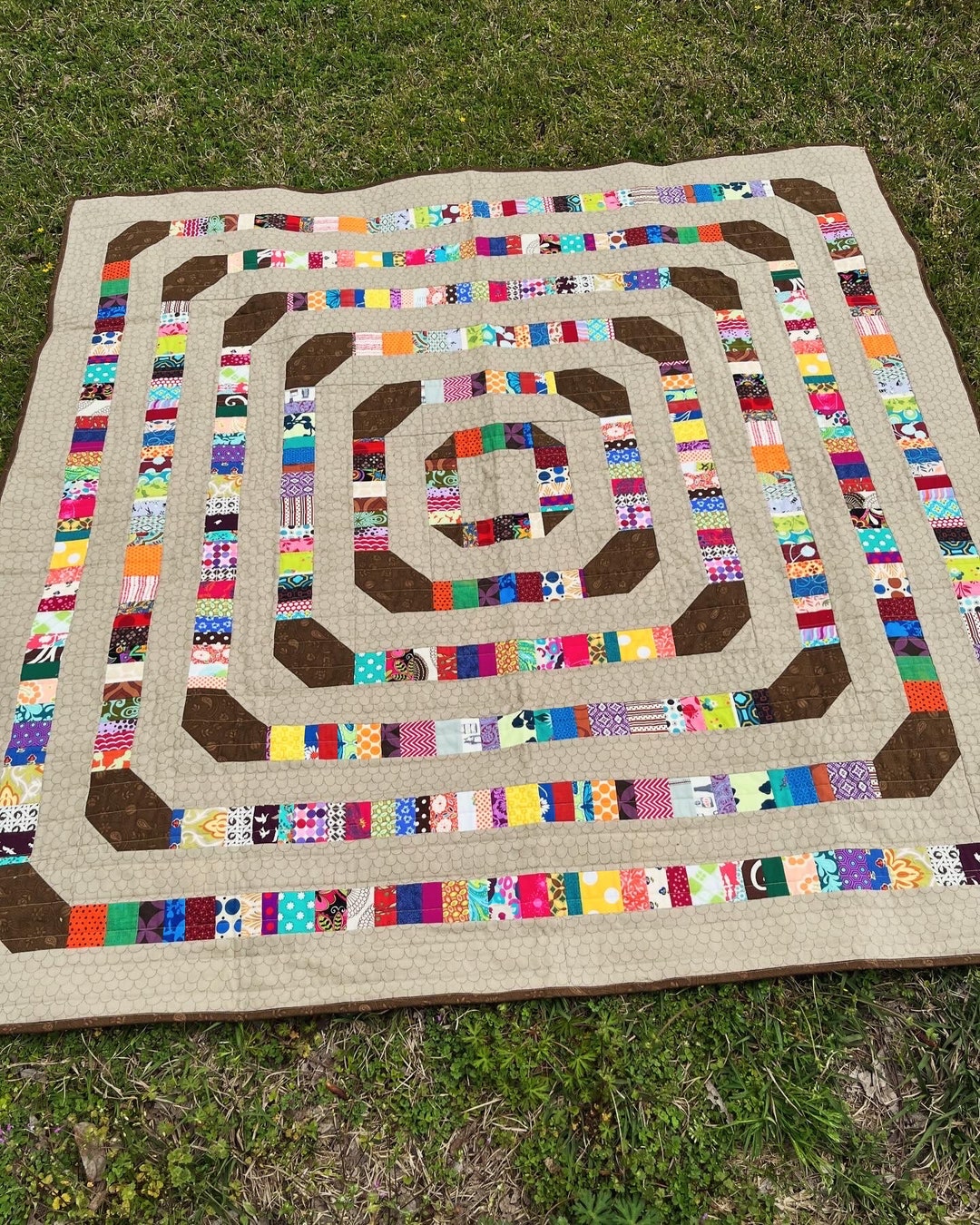 Bullseye Patchwork Quilt-62” Square -ready to Ship - Etsy