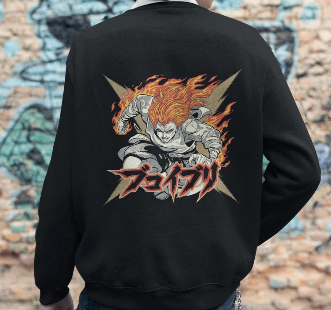 Flame Warrior Anime Japanese Png, Anime Character Print, Digital ...