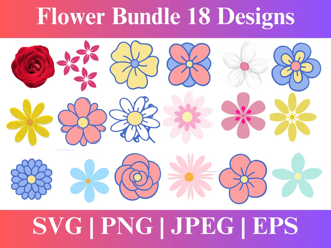 Flower SVG Flower Svg Bundle Floral SVG Flower Clipart - Etsy