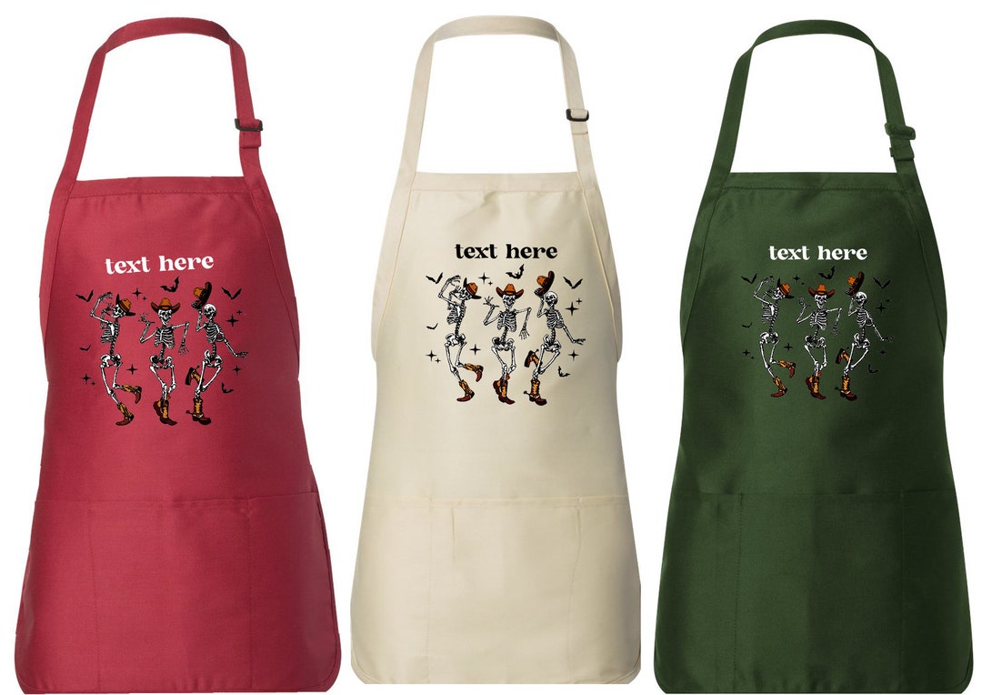Skeleton Dancing Halloween Apron - Custom Text Apron - Etsy