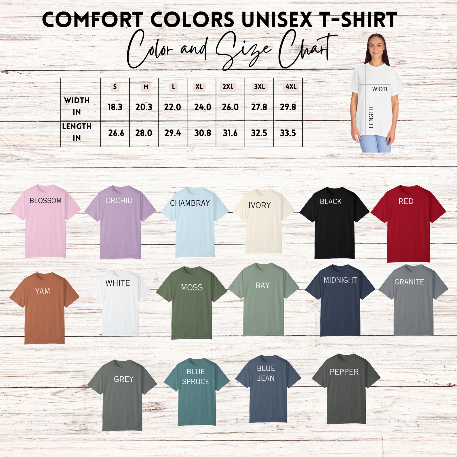 Comfort Colors Shirts, %100 Cotton T-shirts Trendy Soft Vintage Colored ...