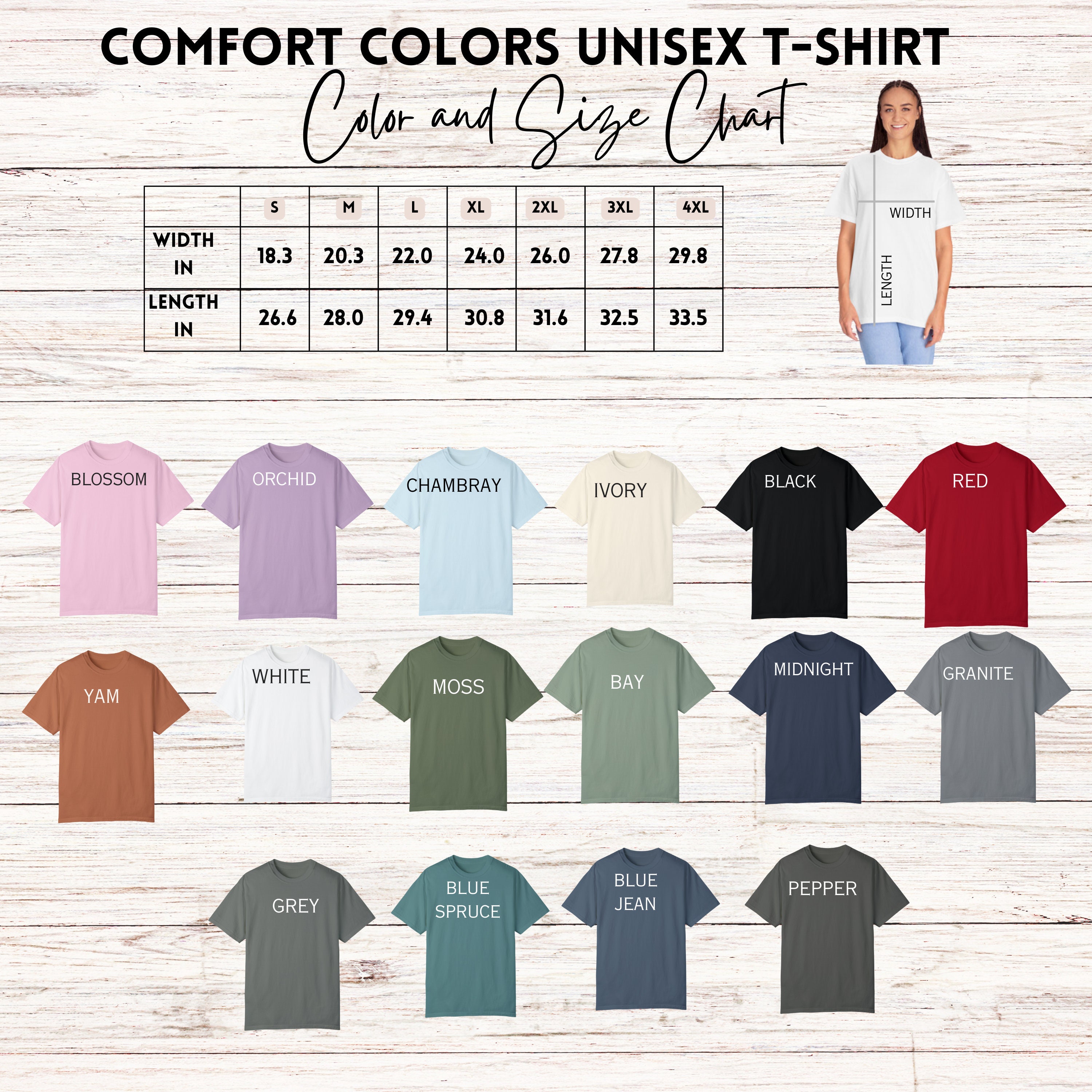 Comfort Colors Shirts, %100 Cotton T-shirts Trendy Soft Vintage Colored ...