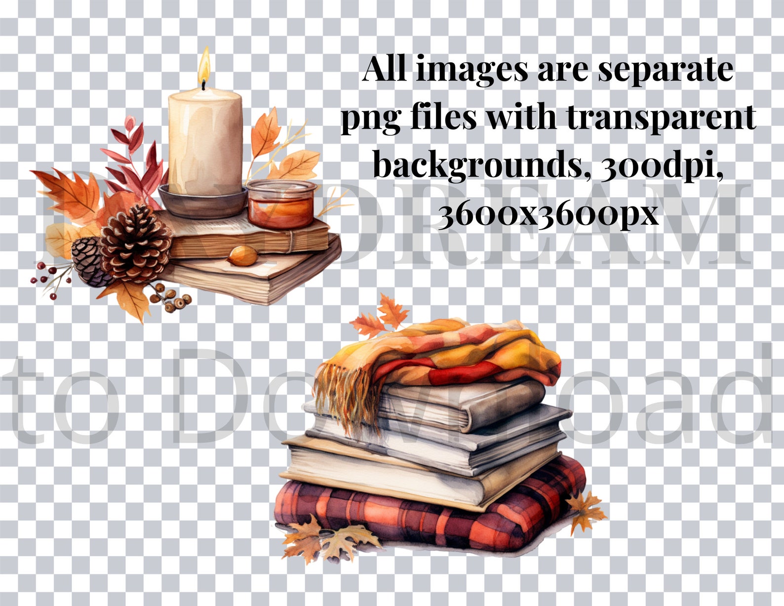 Cozy Autumn Clip Art, Watercolor Autumn Clip Art, Png Format With ...