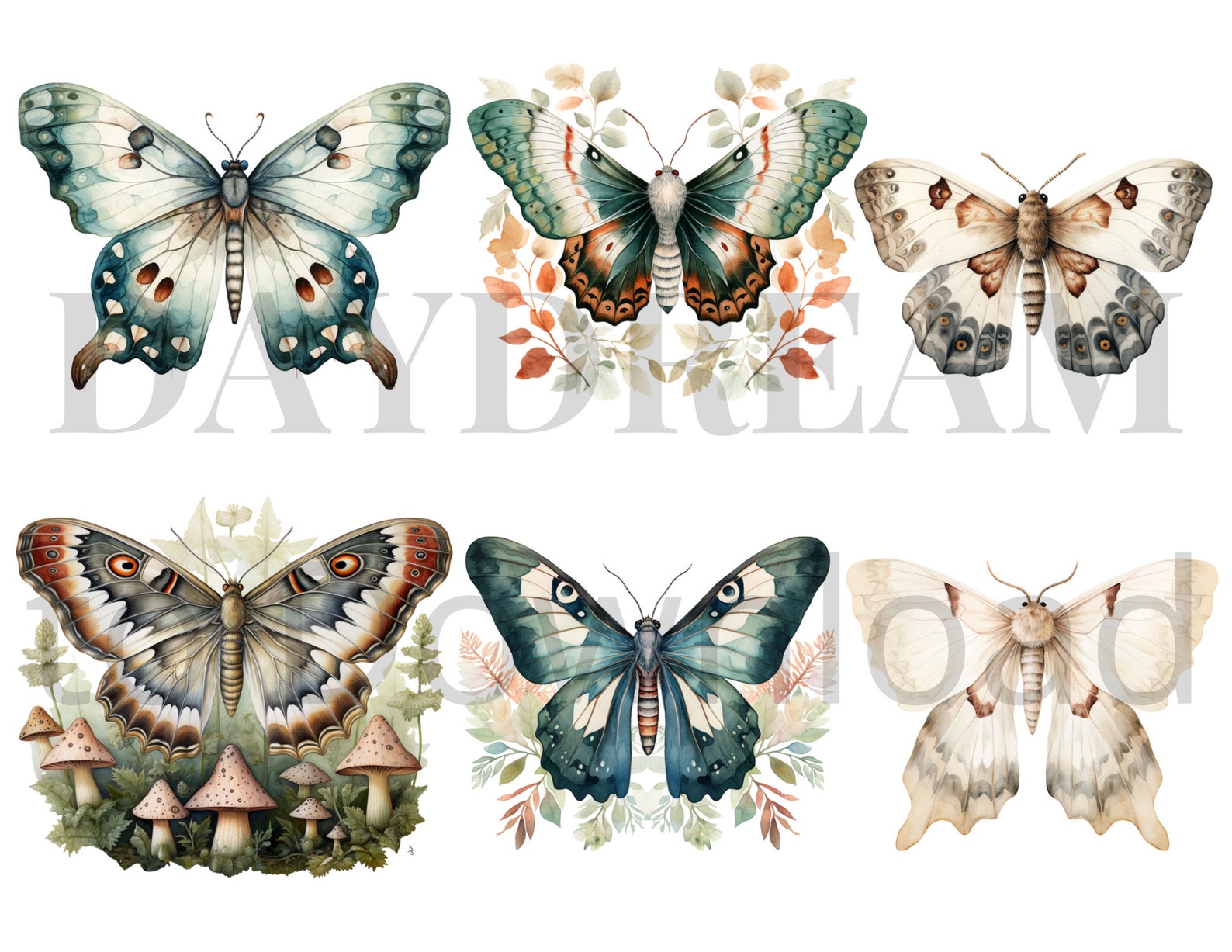 Watercolor Moth Clipart, Moth Digital Art, for Commercial Use, Instant ...