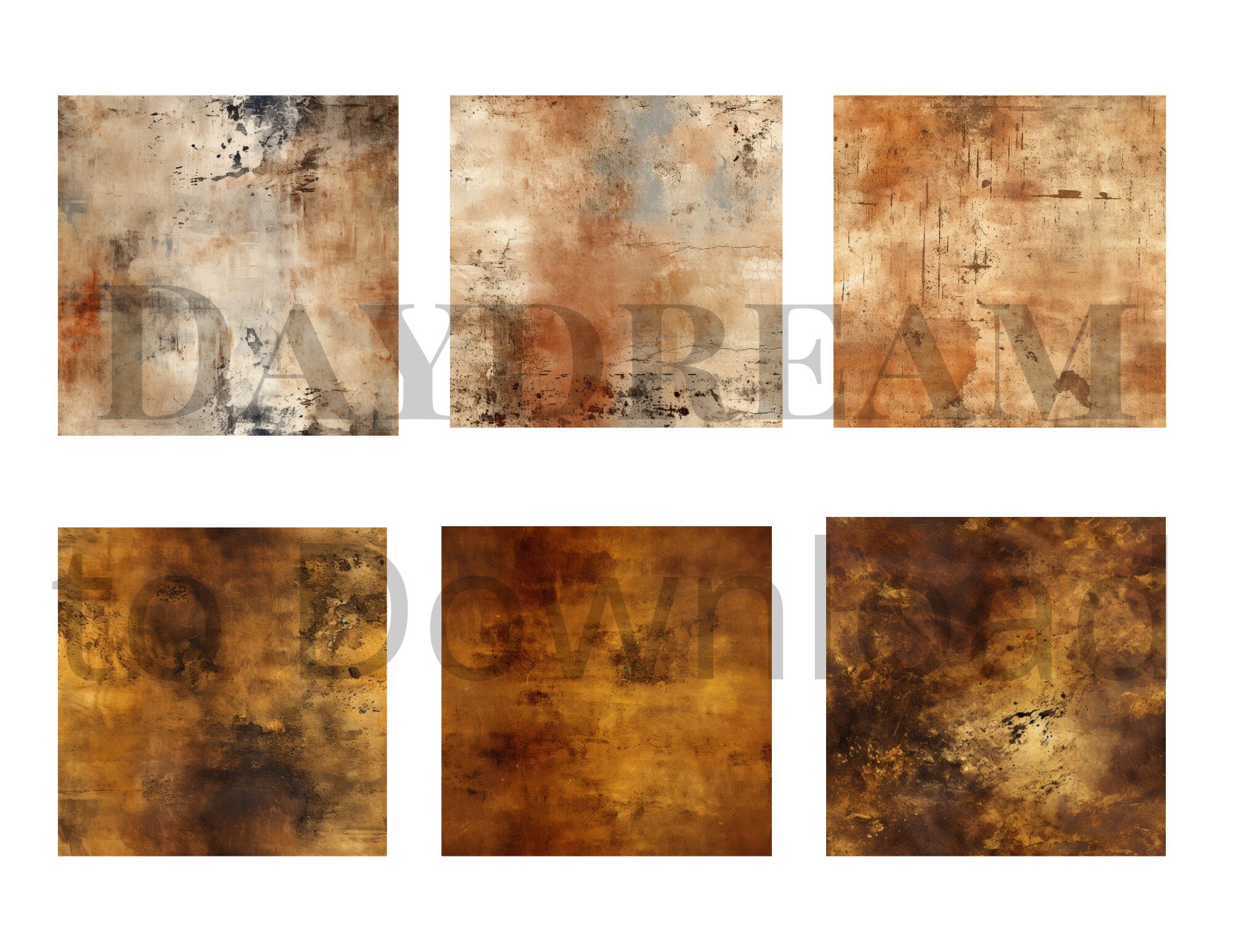 Seamless Grunge Earth Tone Textures, Distressed Textures, Fall Digital ...