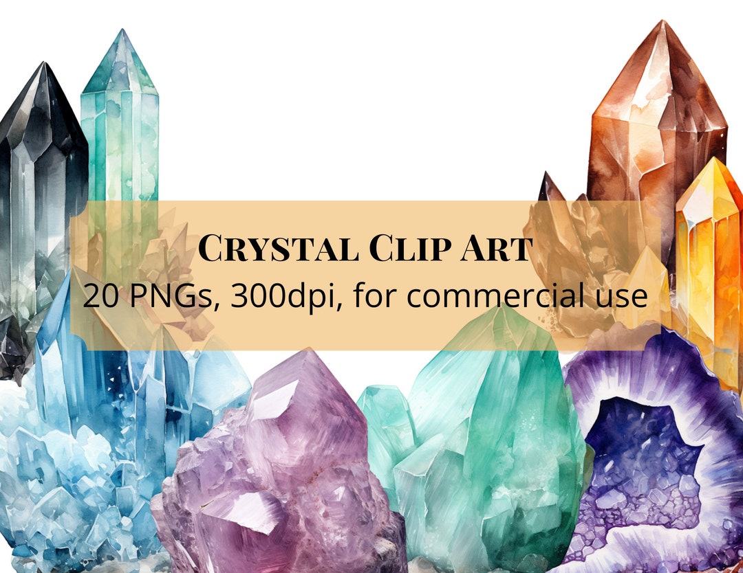 Crystal Clip Art - Crystal Watercolor Digital Art, Png Files With ...