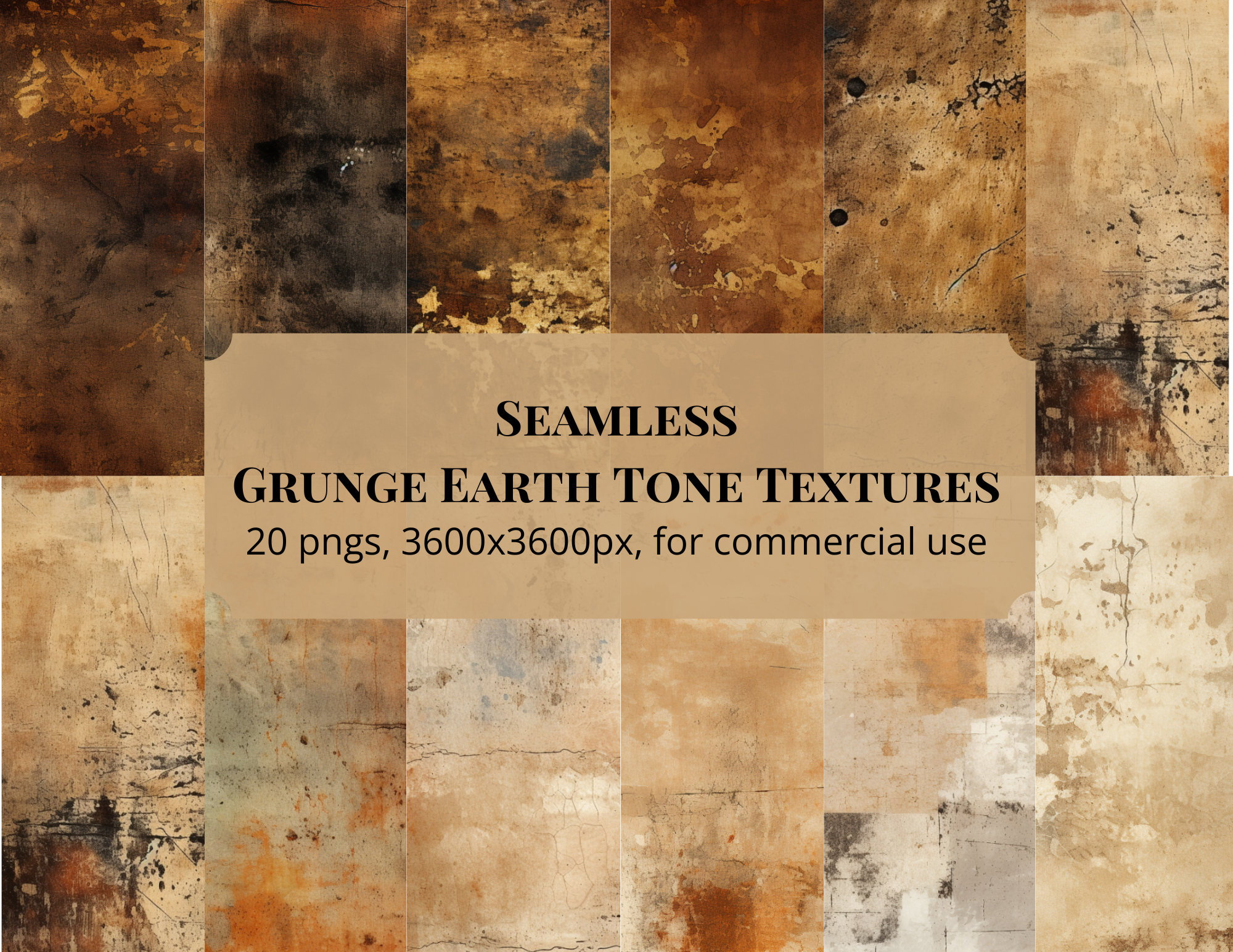 Seamless Grunge Earth Tone Textures, Distressed Textures, Fall Digital ...