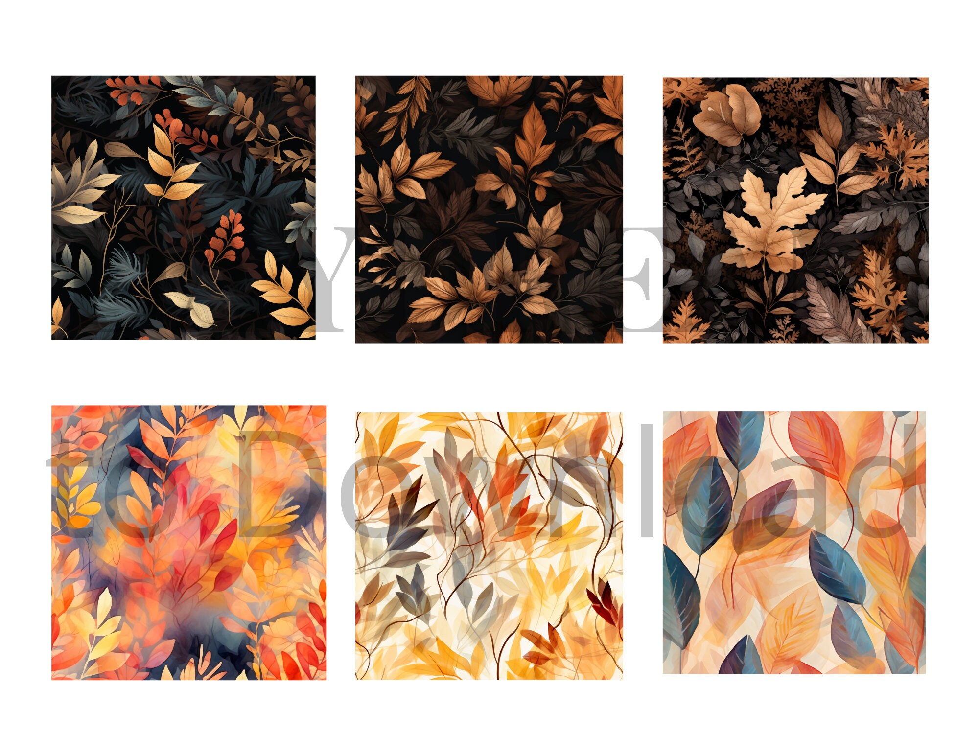 Fall Foliage Digital Paper, Seamless Fall Leaves, Instant Download, for ...