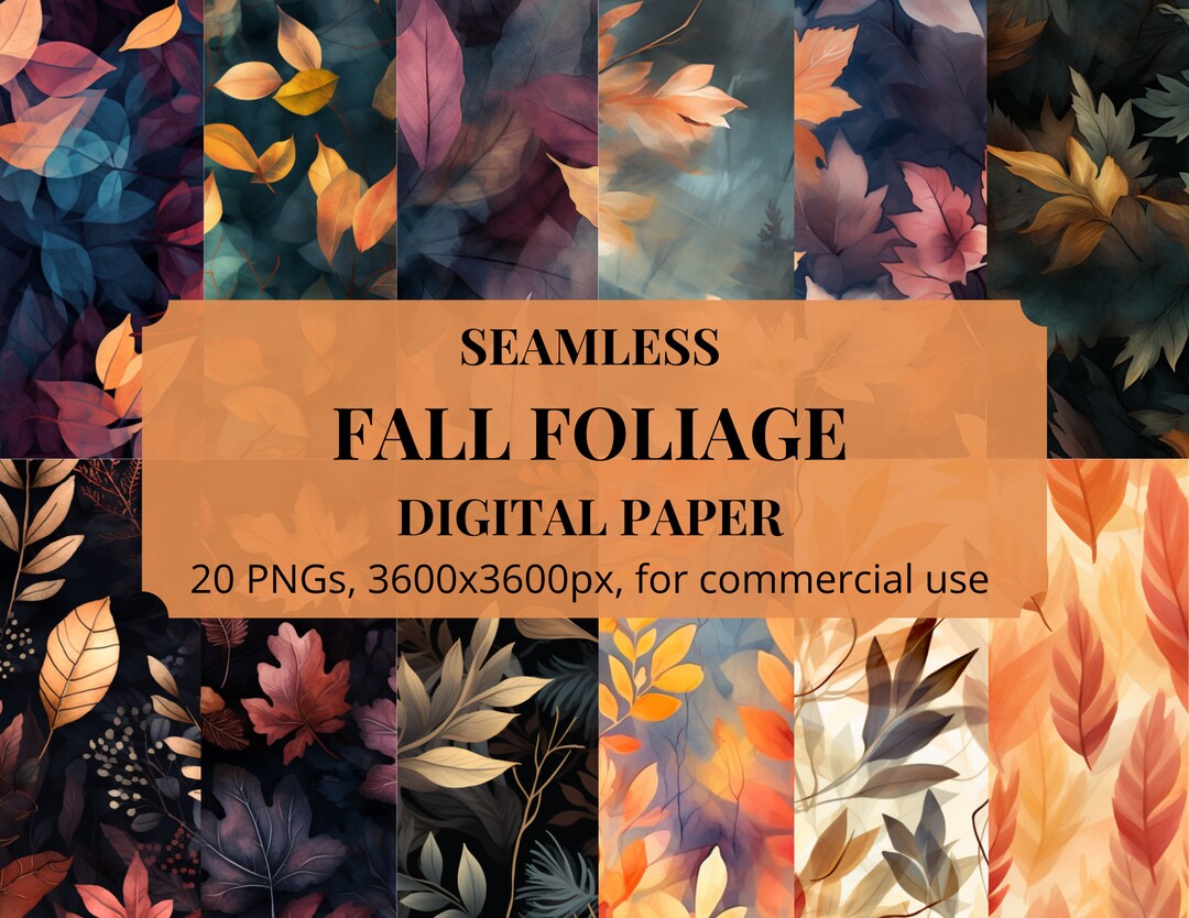 Fall Foliage Digital Paper, Seamless Fall Leaves, Instant Download, for ...